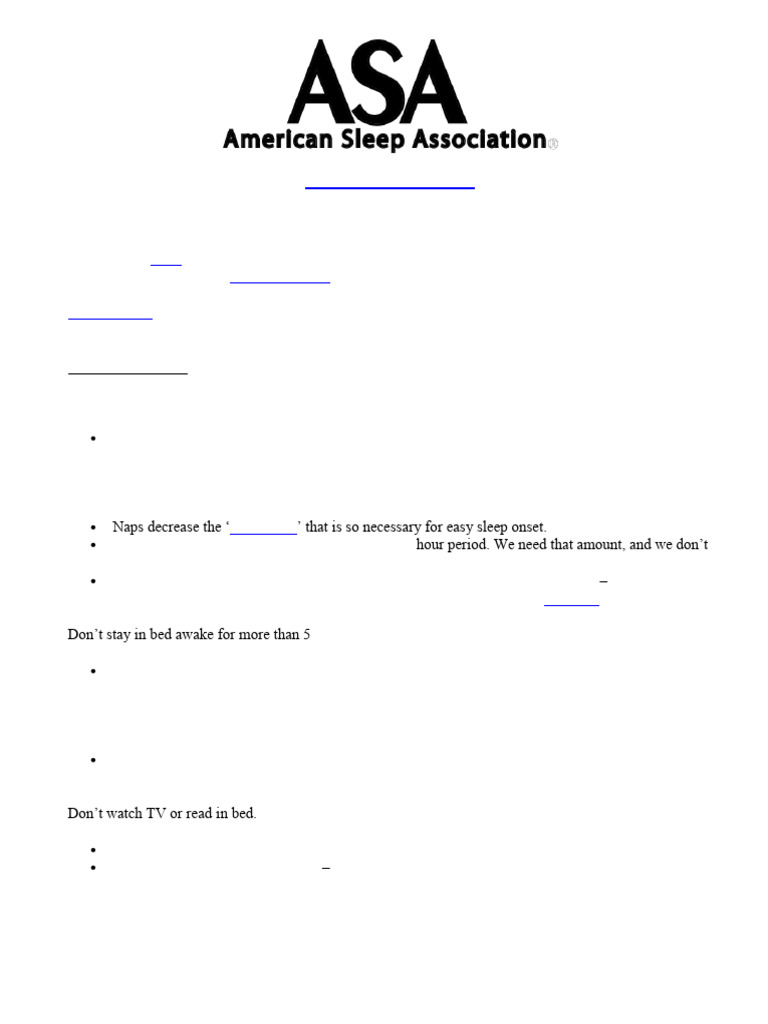 Top Sleep Hygiene Tips Handout | PDF | Sleep | Human Diseases And Disorders
