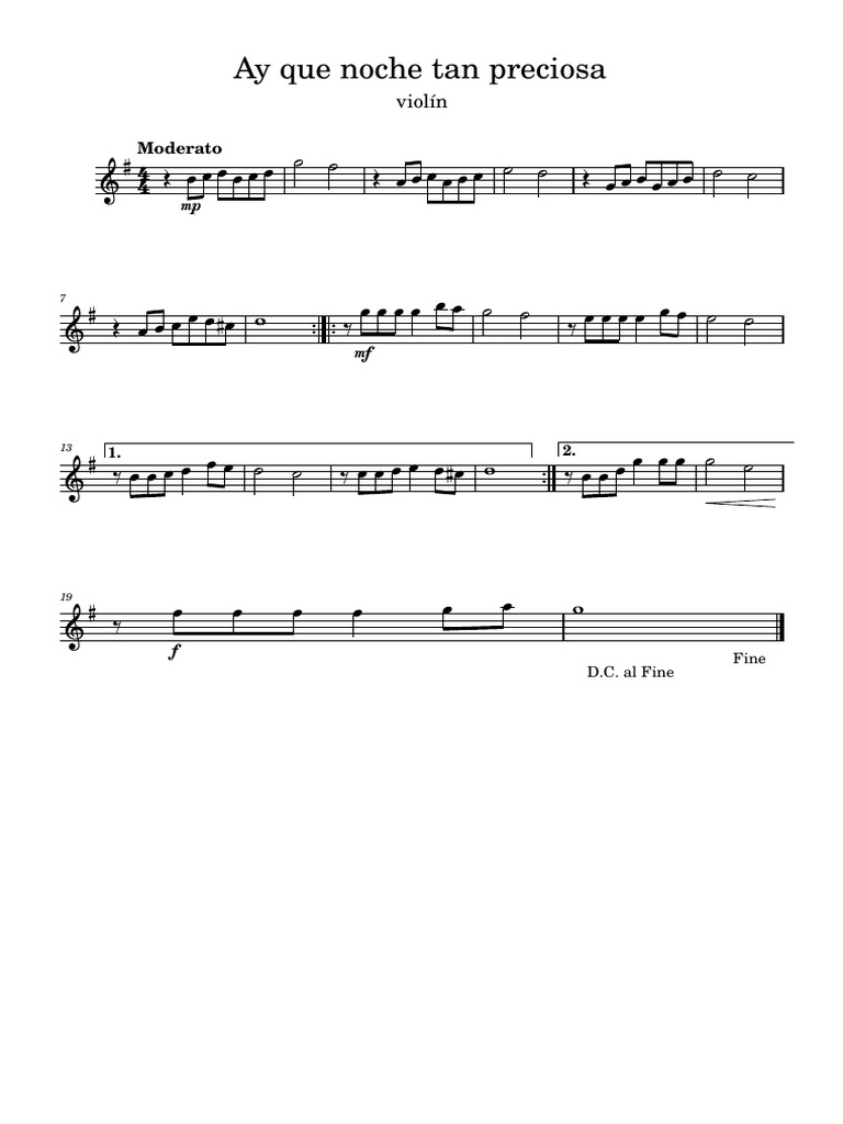 Ay Qué Noche Tan Preciosa - Partitura | PDF
