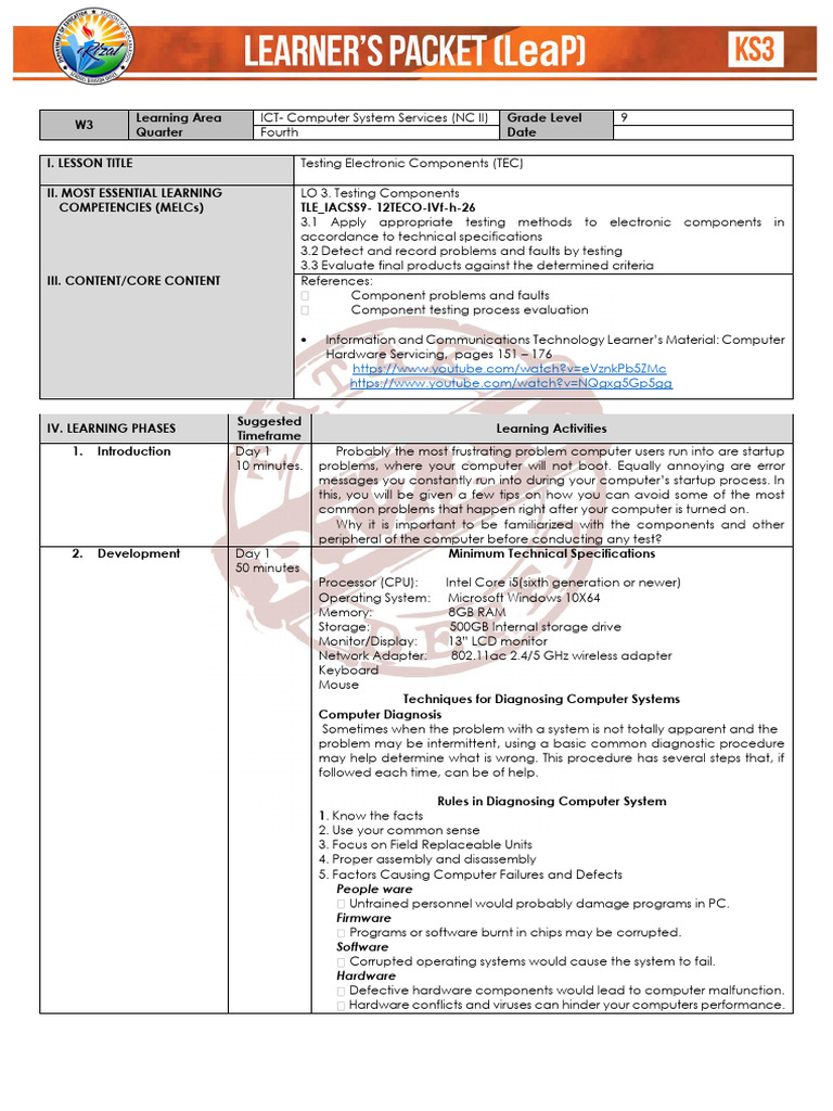 Q4 ICT Computer System Servicing 9 Week3 | PDF | Computer Network ...