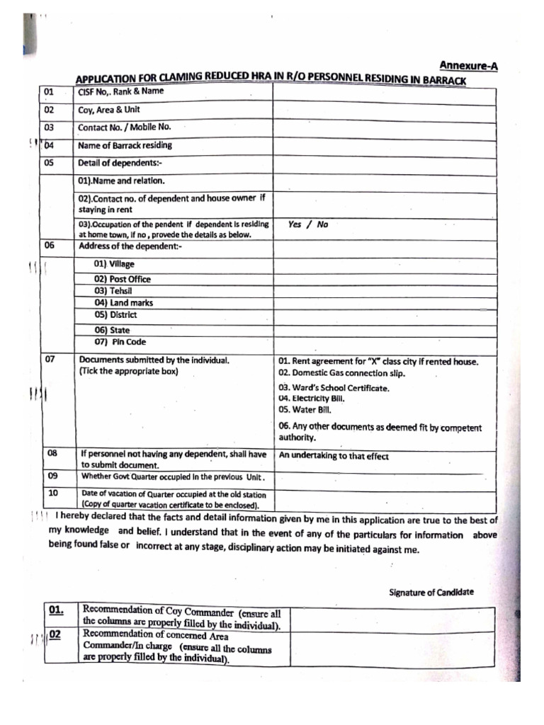 Reduce Hra Form New | PDF