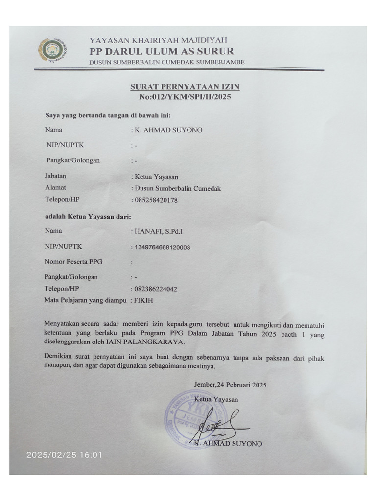 Surat Izin Atasan. | PDF