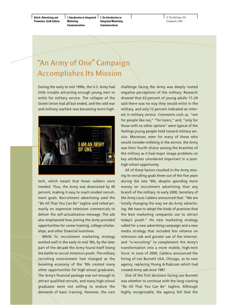 Army of One Campaign Success | PDF | Marketing Communications ...