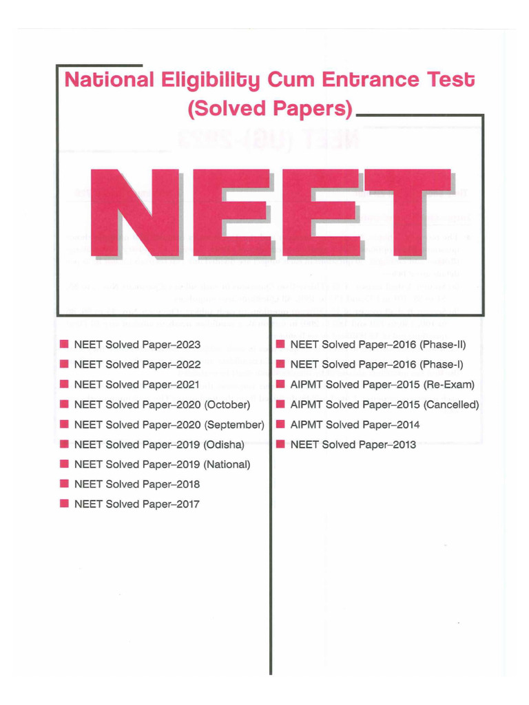 Neet Paper - Pyq (2013 to 2023) | PDF