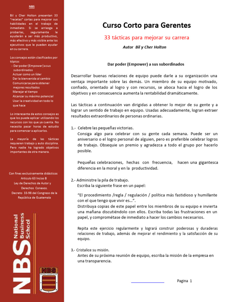 Curso Corto para Gerentes | PDF | Liderazgo | Business