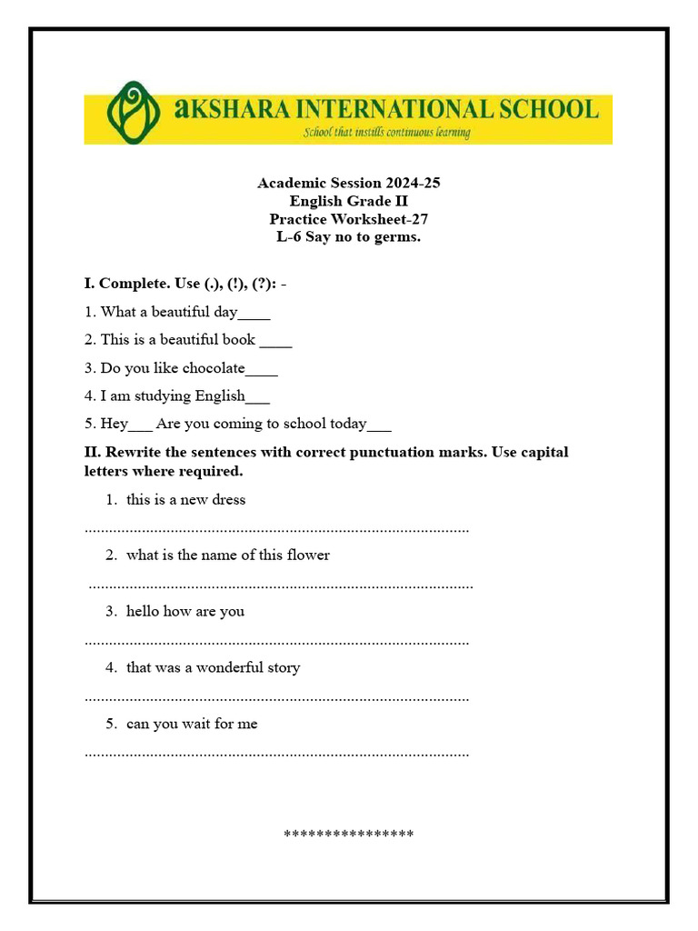 English Practice Worksheet-27 | PDF