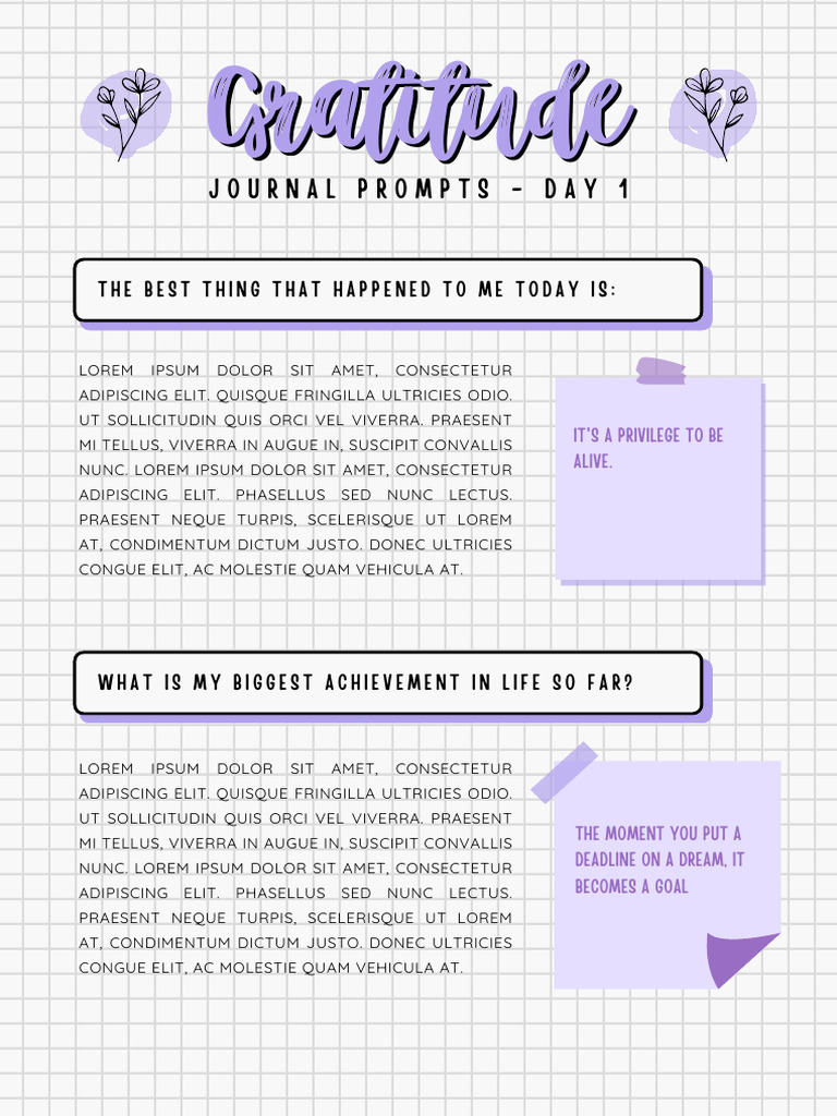 Lilac Aesthetic Gratitude Journal Prompt | PDF