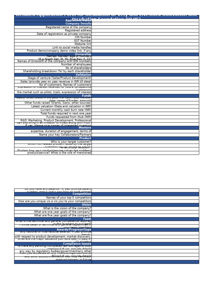 Detailed Application Form Incubation | PDF | Business | Corporations