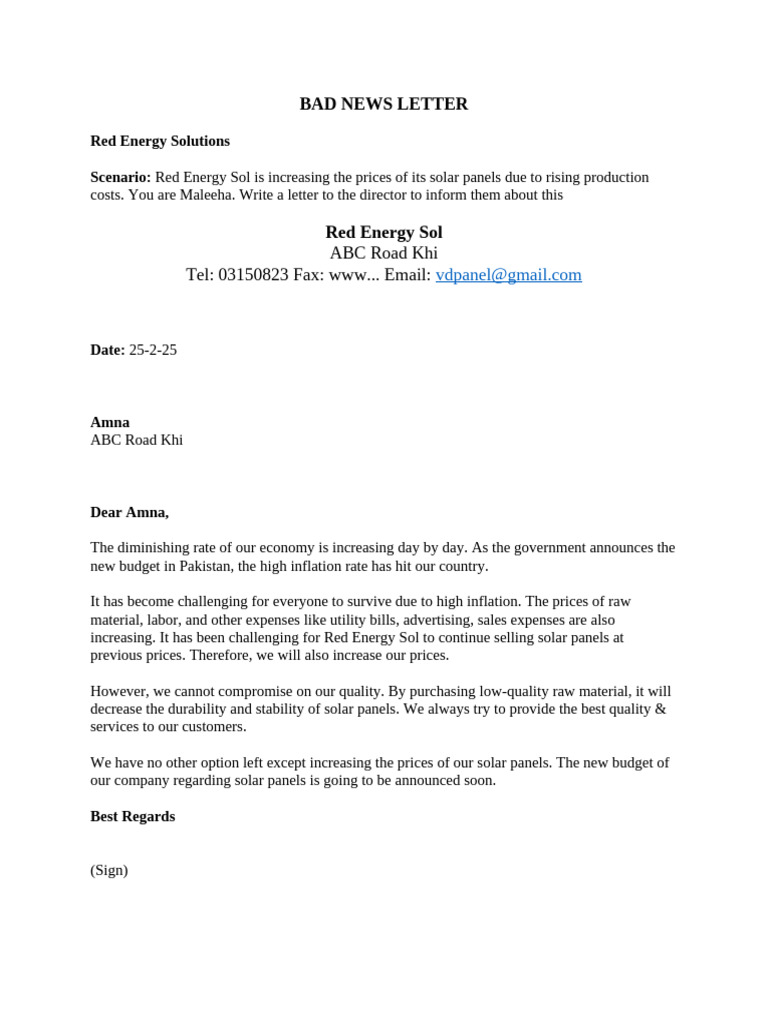 Bad News Letter | PDF