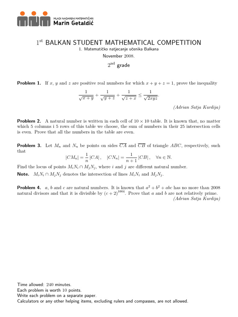 EMC 2012 - 2018 en With Solutions | PDF | Elementary Mathematics ...