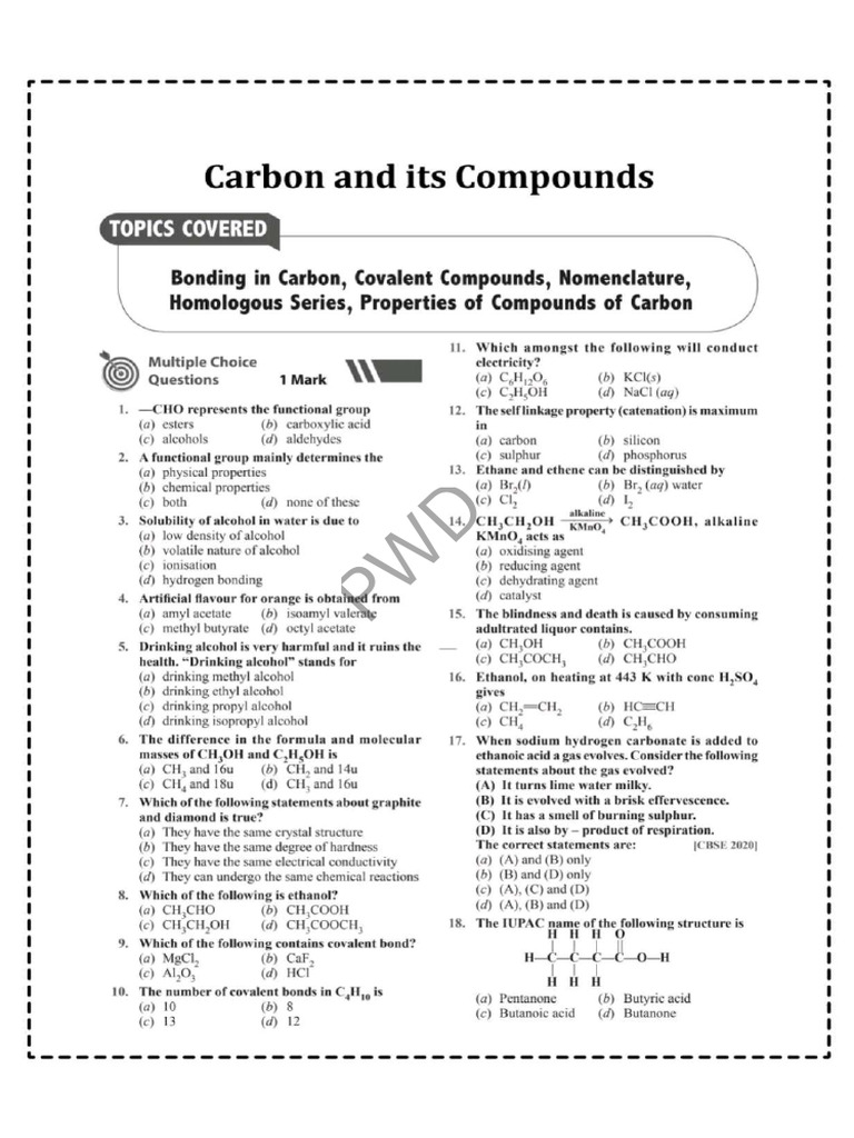 Carbon Compounds and Their Properties | PDF | Alkene | Ethanol