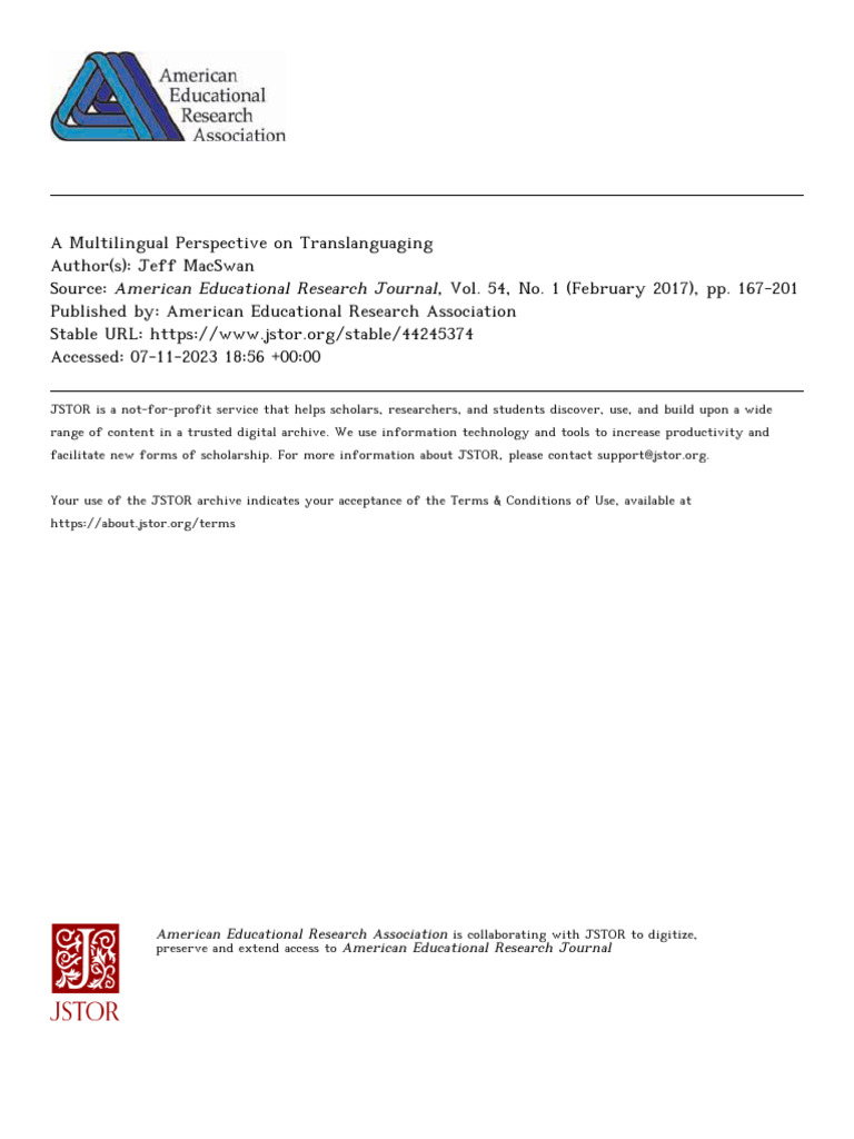 MacSwan MultilingualPerspectiveTranslanguaging 2017 | PDF ...