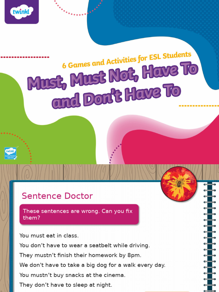 T 1675960518 Esl Must Must Not Have To and Dont Have To Games and ...