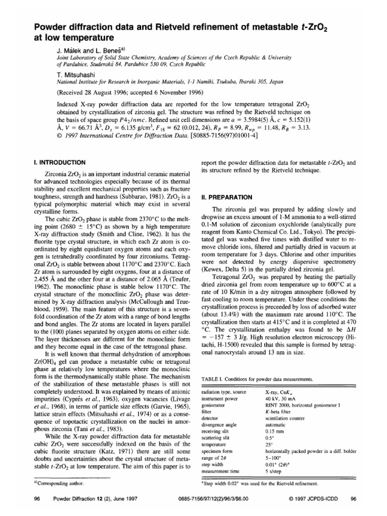 Metastable f-ZrO2 Analysis | PDF | Zirconium Dioxide | Condensed Matter ...