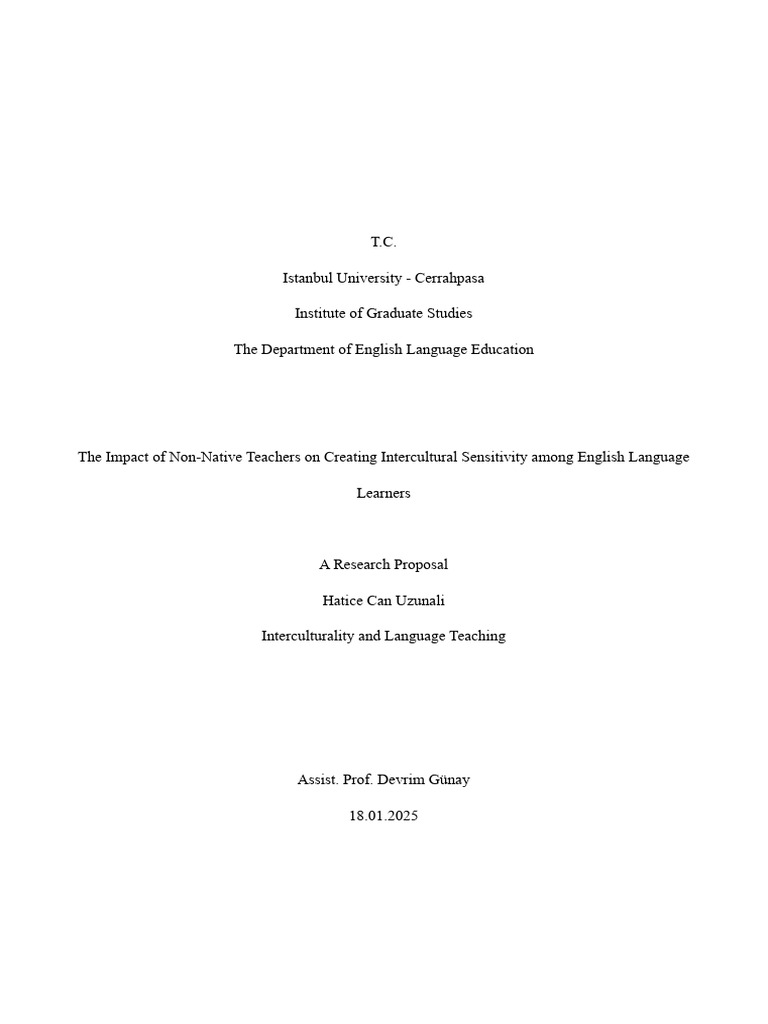 The Impact of Non-Native Teachers On Creating Intercultural Sensitivity ...
