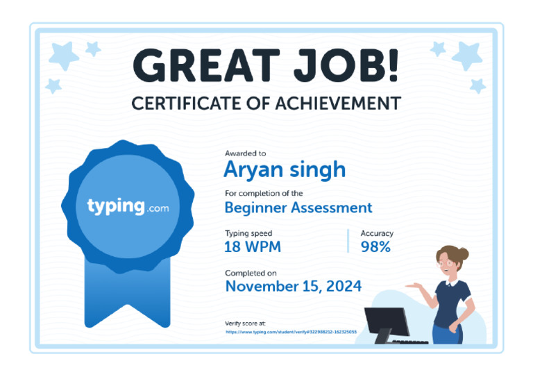 My first typing certificate | PDF