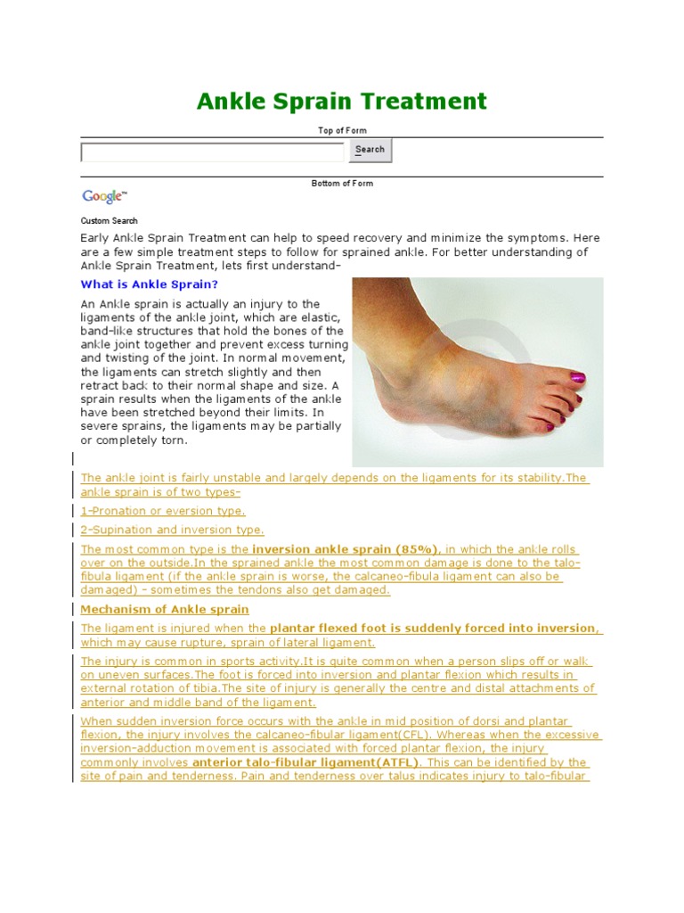 Ankle Sprain Treatment | PDF | Ankle | Foot