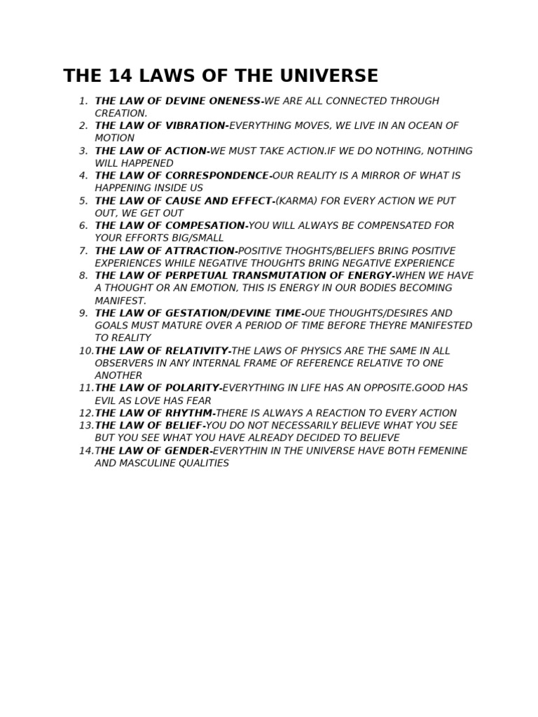 14 Universal Laws Explained | PDF