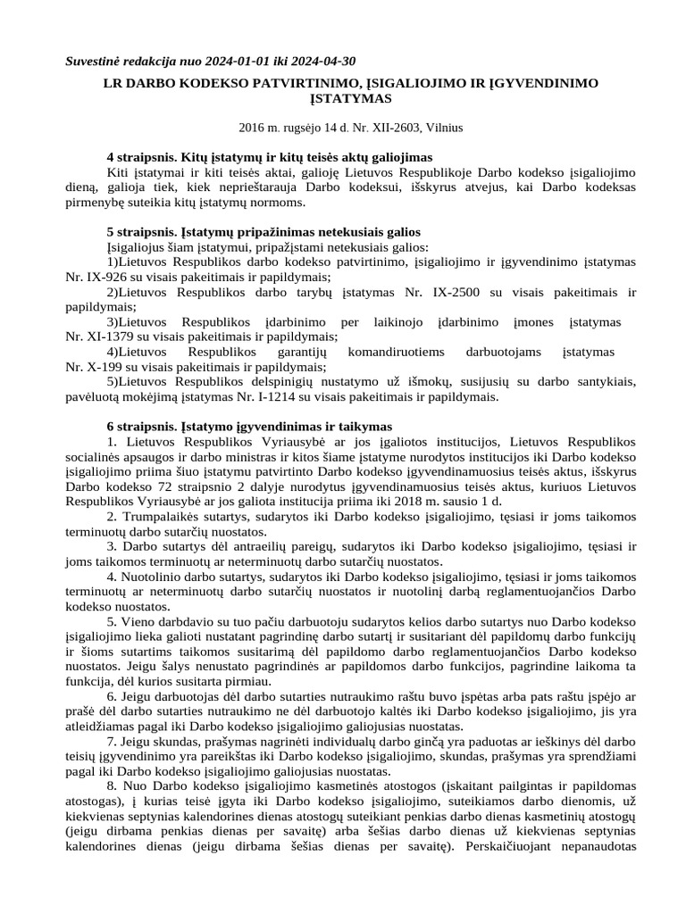 Darbo Kodeksas | PDF