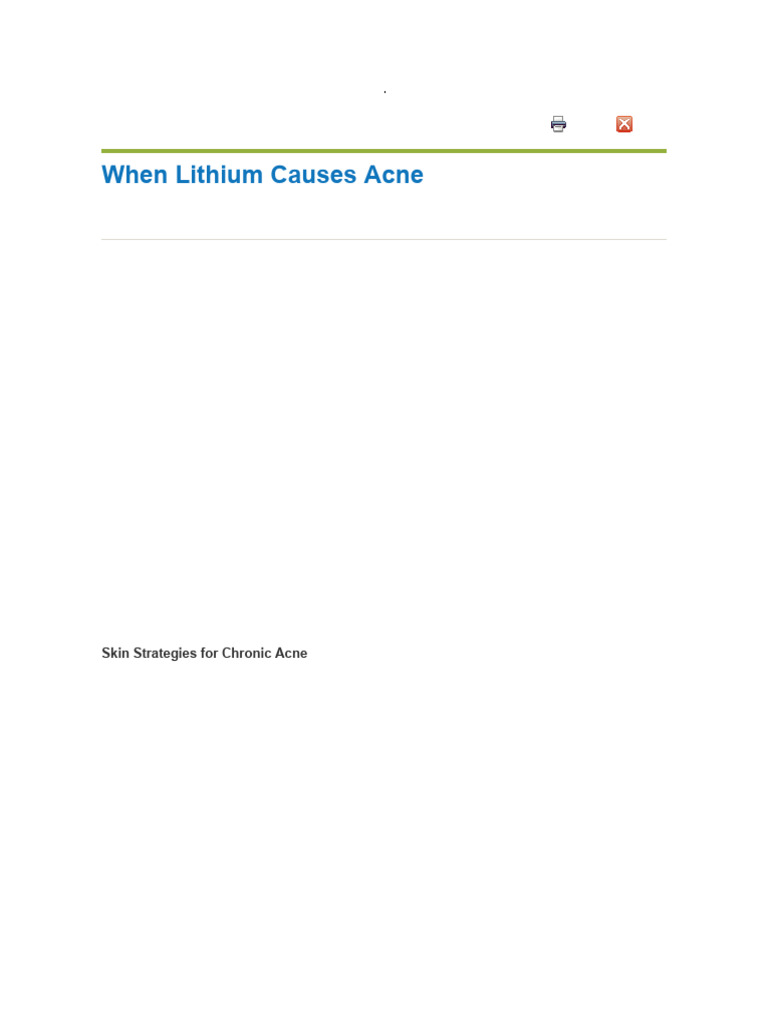 Everydayhealth Com Lithium and Acne | PDF | Pimple | Diseases And Disorders