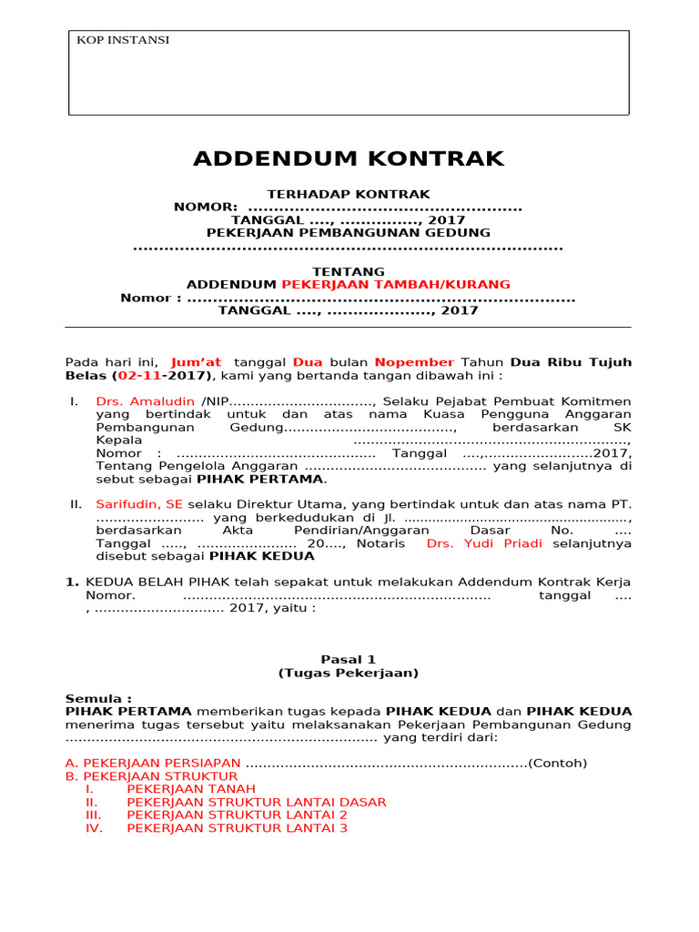 Addendum Kontrak | PDF