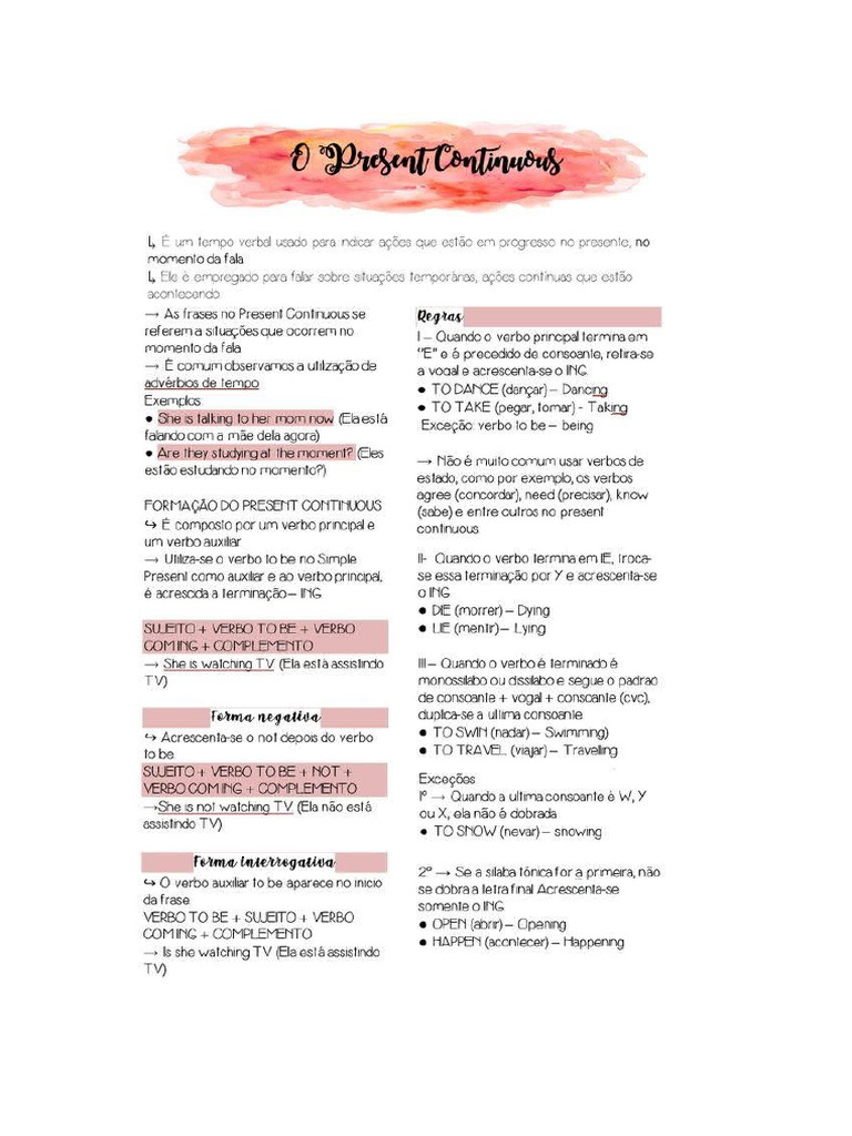 Present Continuous and Ordinal Numbers | PDF