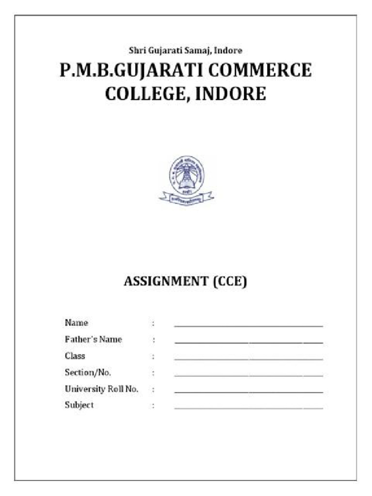 Assignment Front Page | PDF