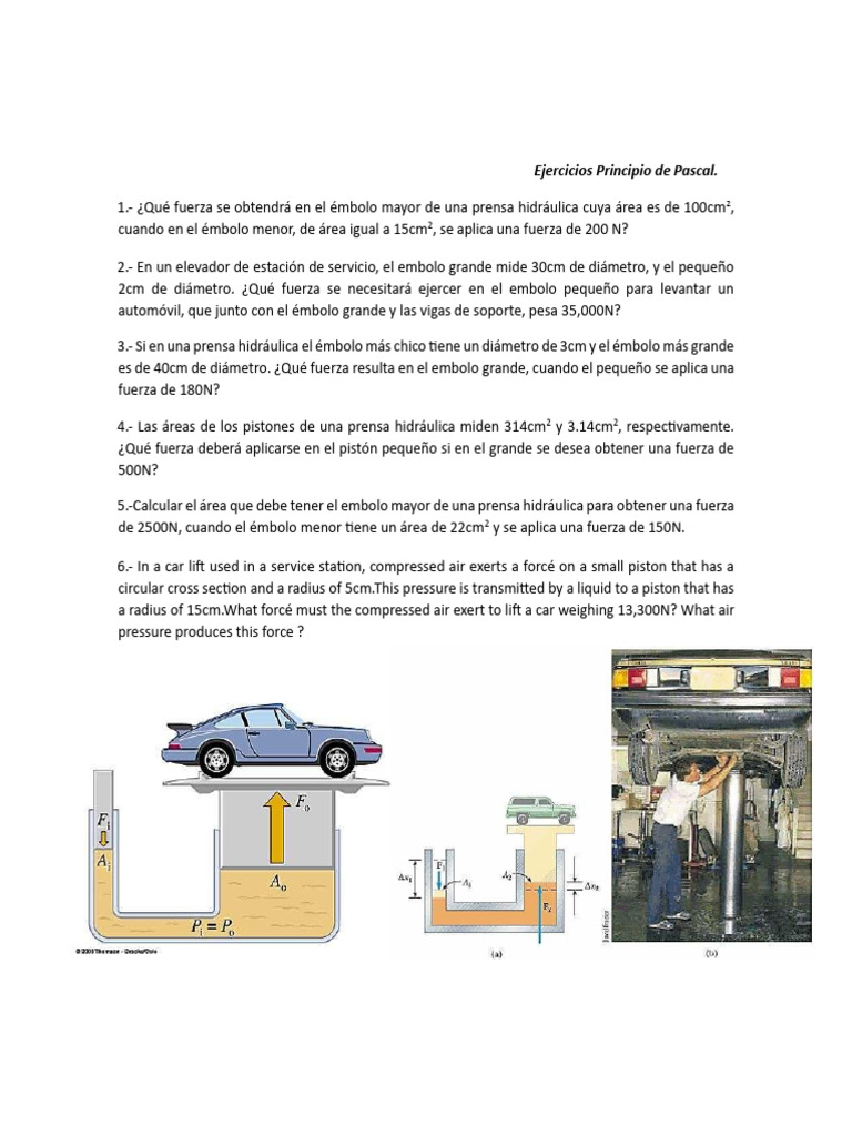 Ejercicios_Principio_de_Pascal 2do bach | PDF | Kilogramo