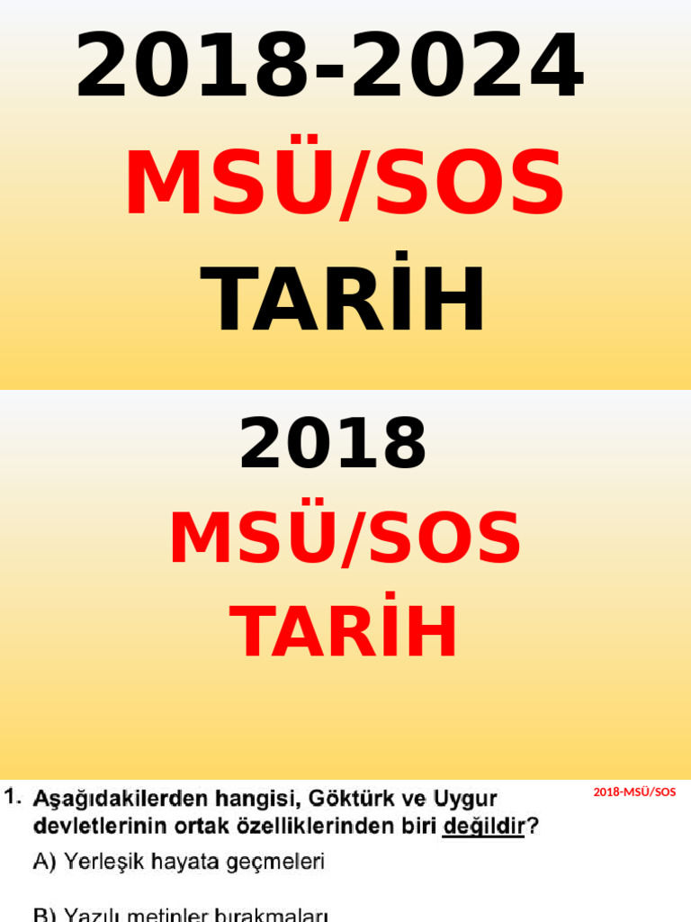 2018-2024 Msü Tari̇h Sorulari | PDF