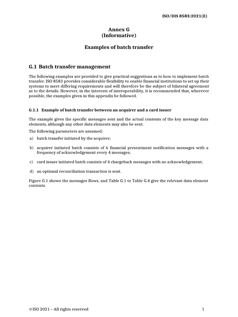 ISO - 8583 - 2021 - Annex G - Informative - Examples of Batch Transfer ...