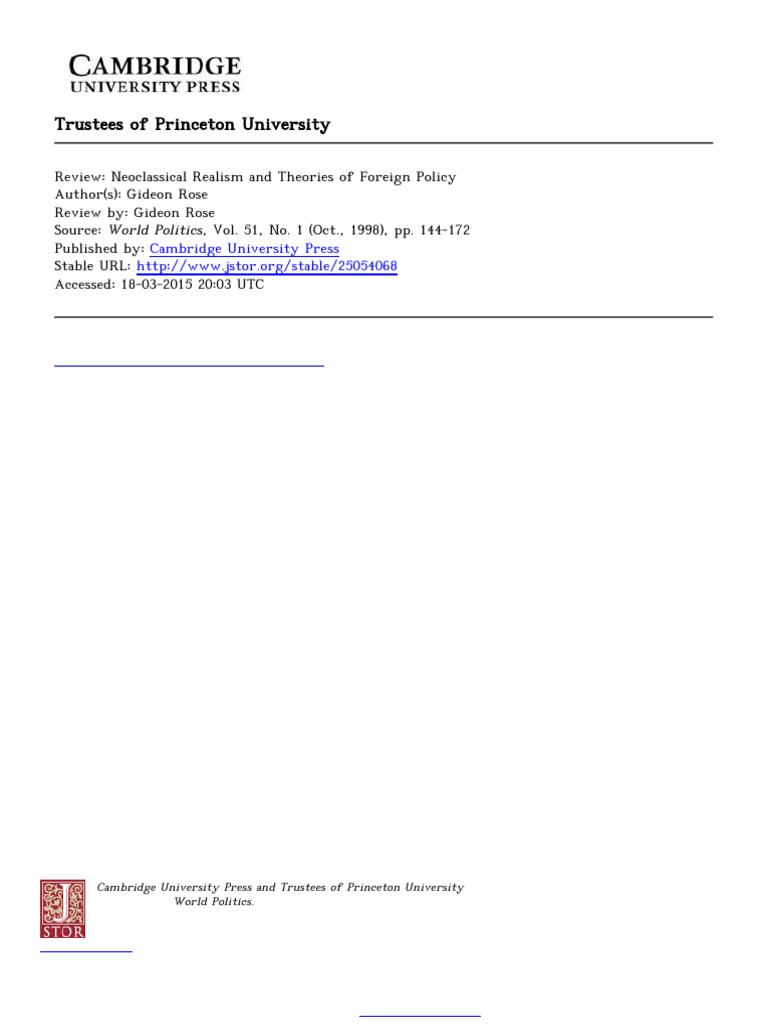 Neoclassical Realism in Foreign Policy | PDF | Scholarly Communication ...