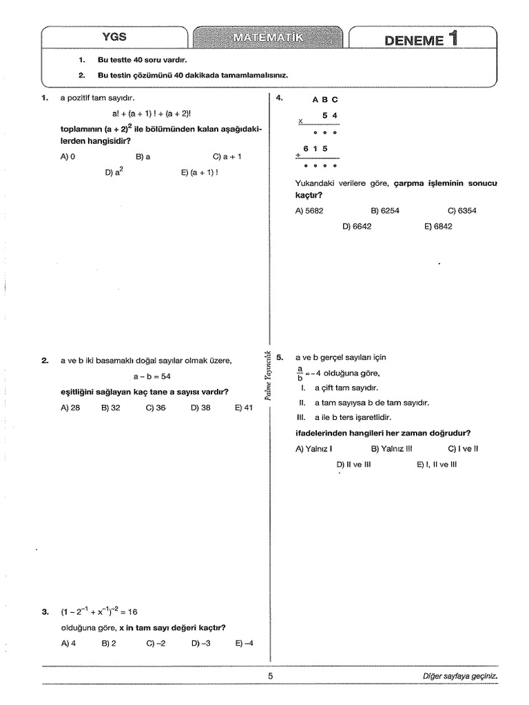 Palme ygs deneme (2) | PDF