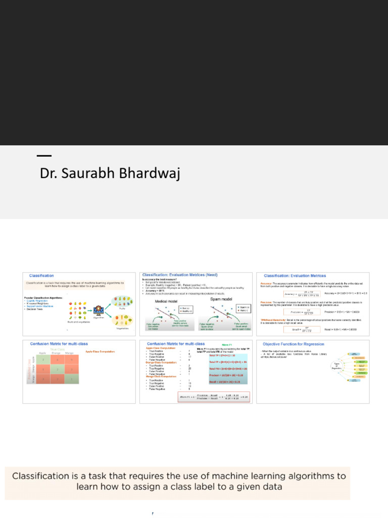 Lecture - (3-4) Evaluation Metrices Classification and Regression | PDF | Receiver Operating ...