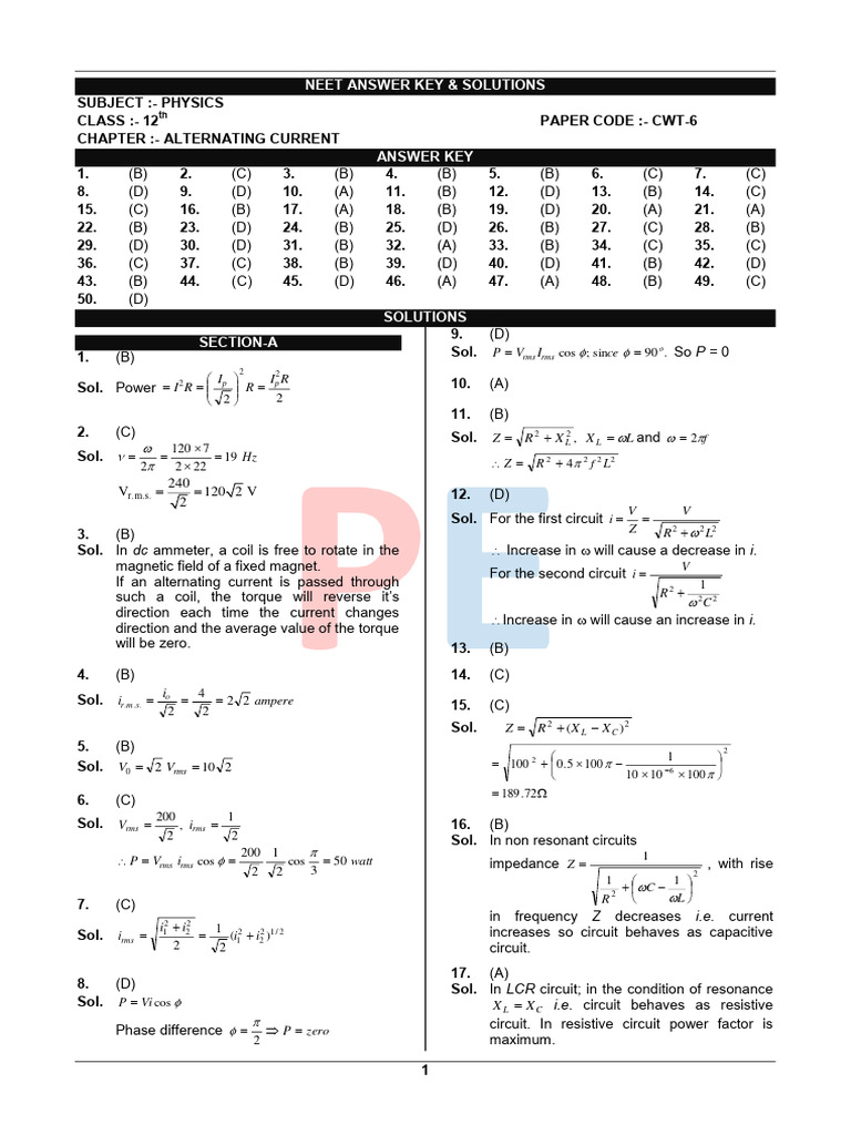ALTERNATING-CURRENT-SOLUTION | PDF | Electrical Engineering | Electricity