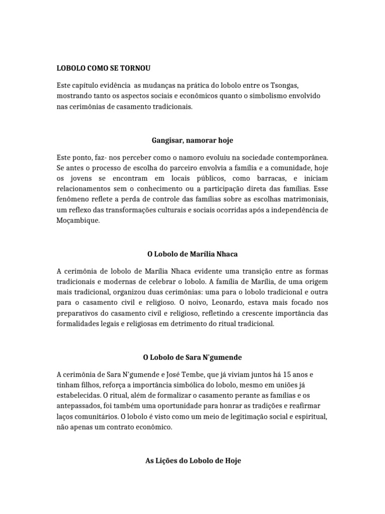 lobolo como se tornou Capitulo v | PDF | Casamento | Rituais