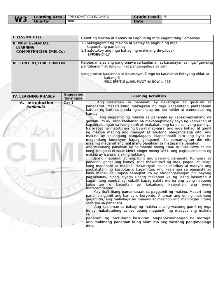 Epp Home-Economics5 Week3 | PDF