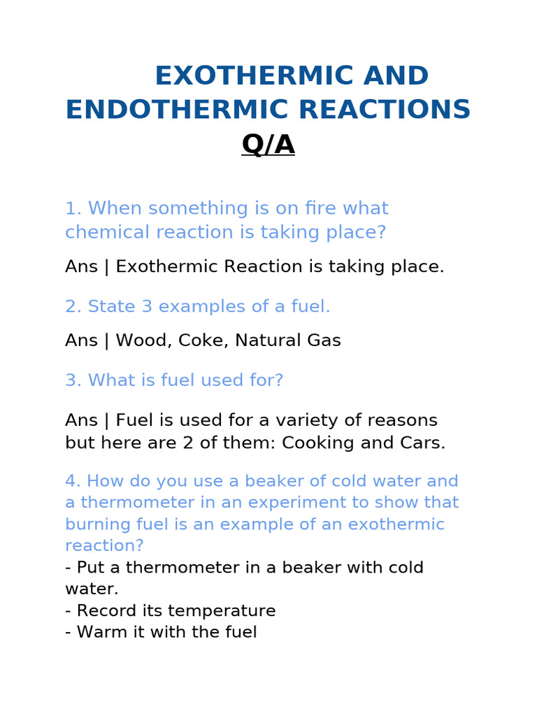 Exothermic and Endothermic Reactions | PDF