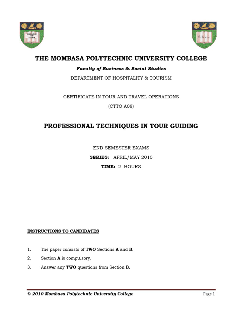 PROFESSIONAL TECHNIQUES IN TOUR GUIDING 2 - CTTO A08 | PDF
