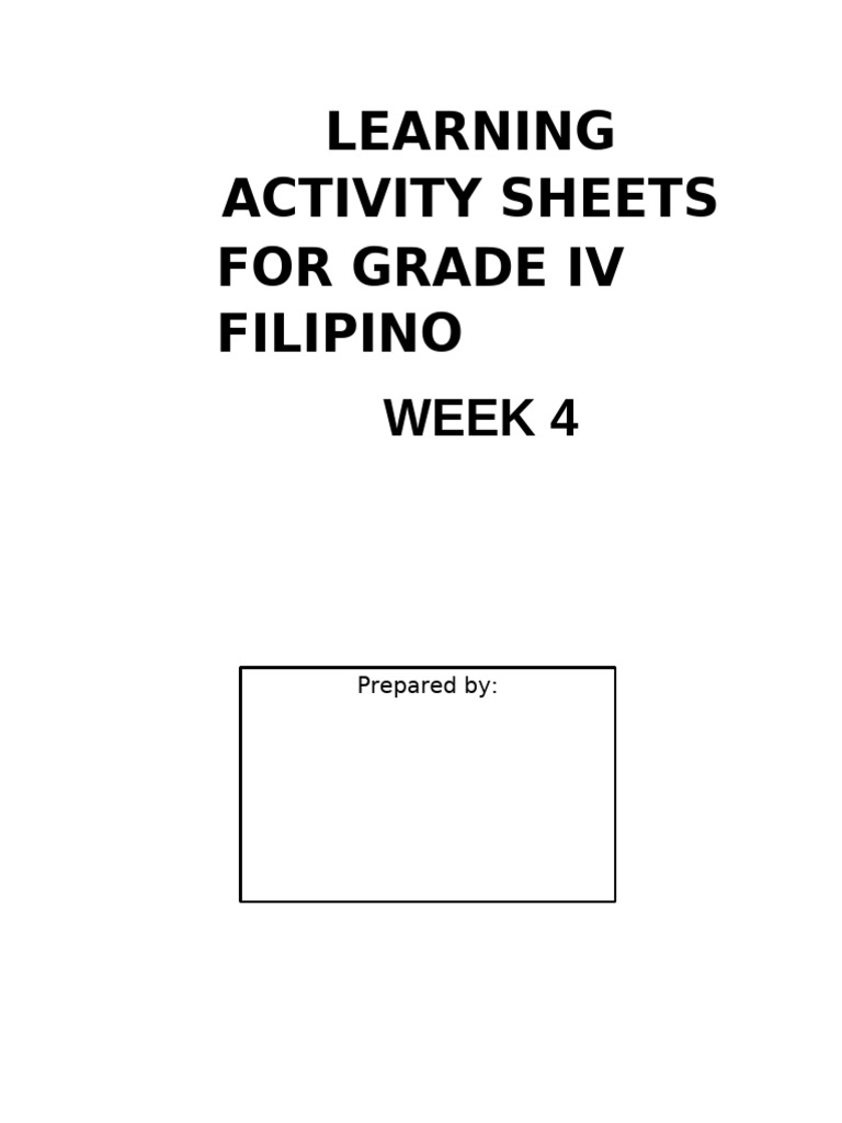 Learning Activity Sheets For Grade Iv Filipino: Week 4 | PDF