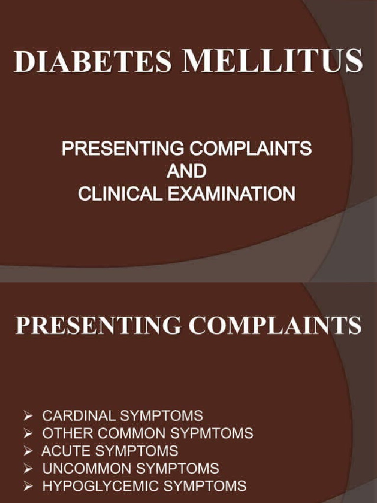 Diabetes Mellitus Presentation and Clinical Examination | PDF