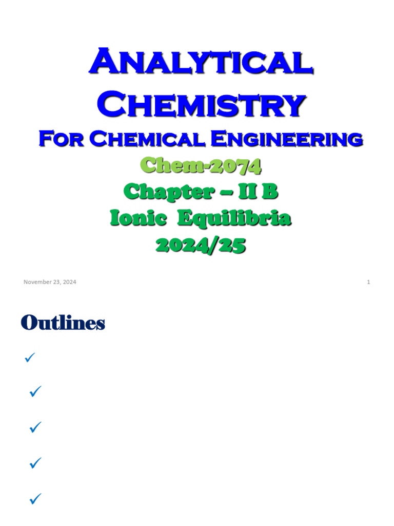Chapter 2 Ionic Equilibria for Chemical Eng | PDF | Buffer Solution | Acid