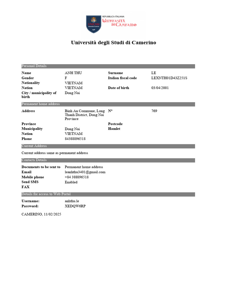 My Infor UNICAM | PDF