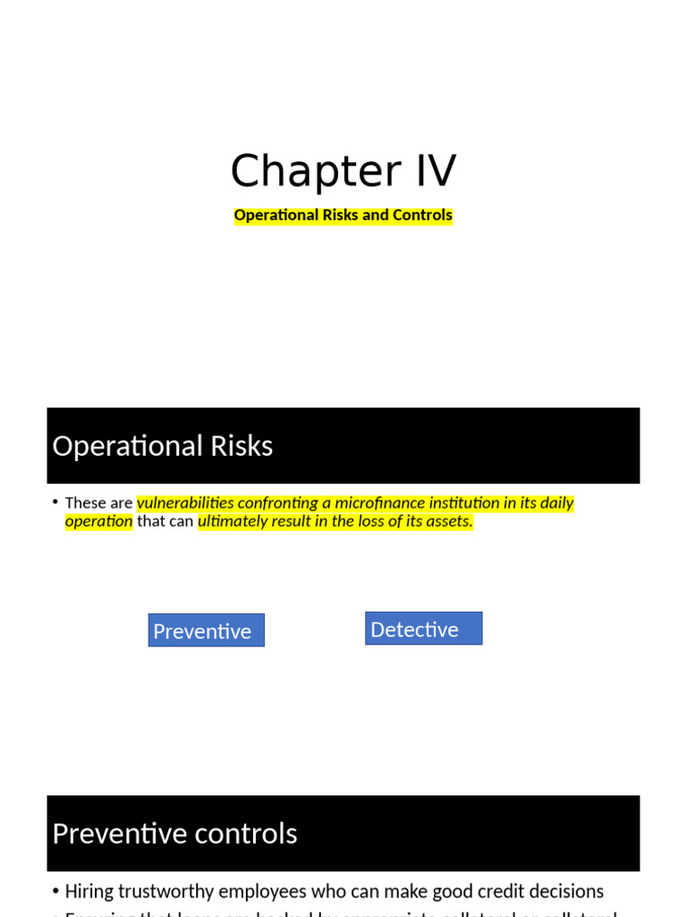 Chapter IV-OPERATIONAL RISKS | PDF | Audit | Internal Audit