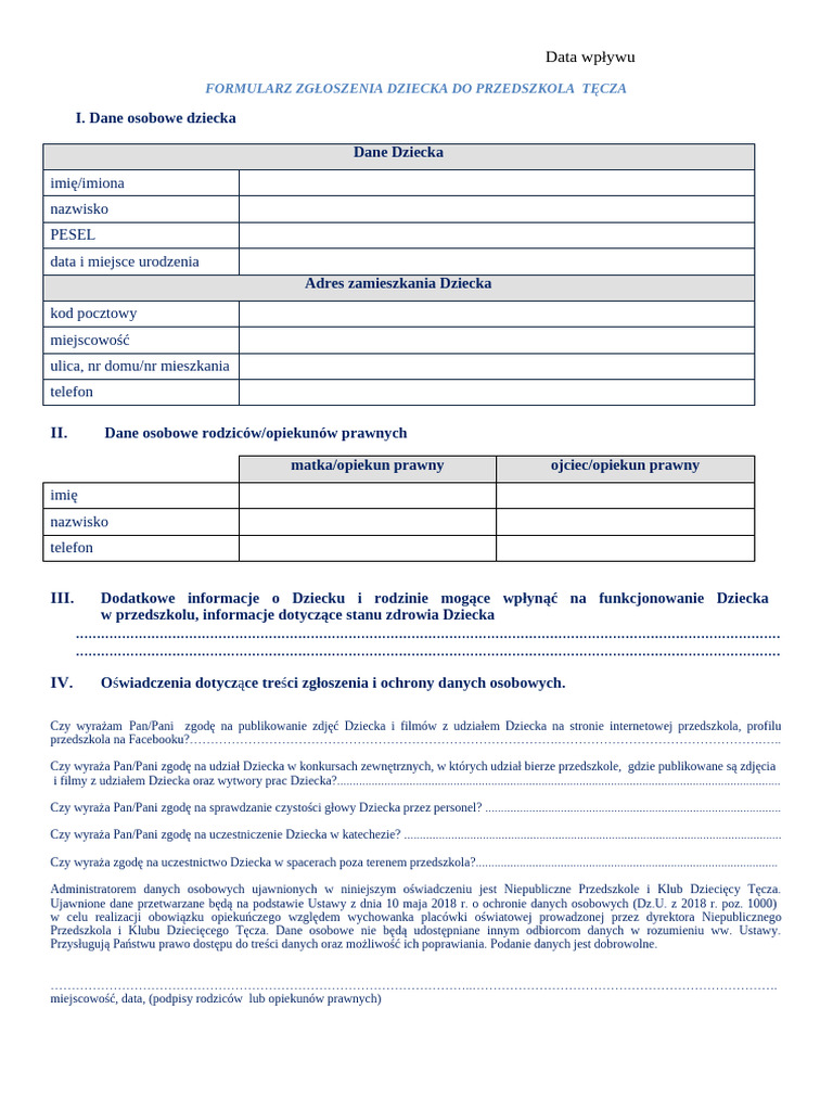 Formularz Zgłoszeniowy | PDF