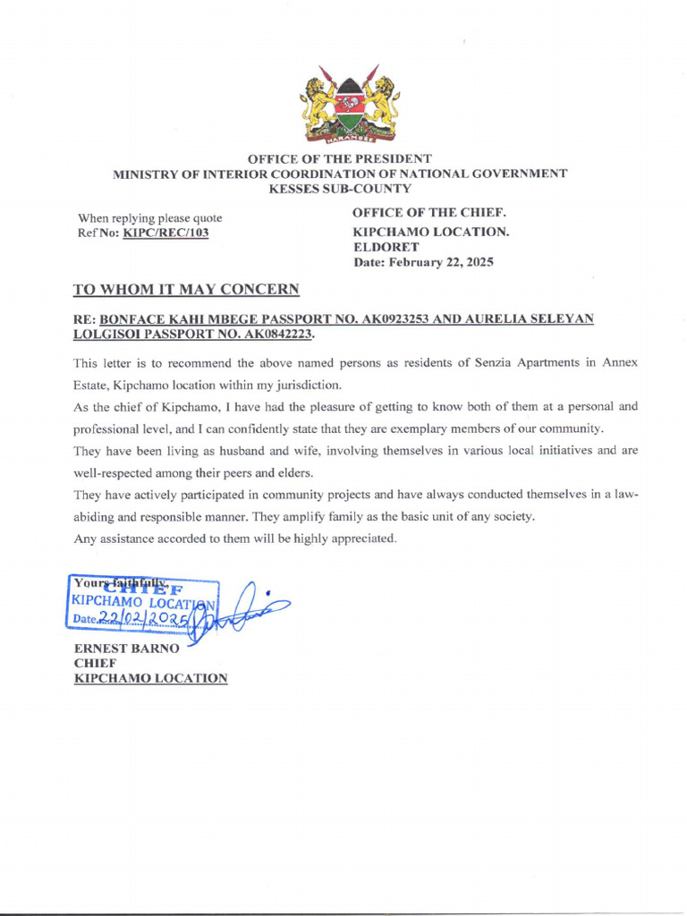 Chief Recommendation Letter | PDF