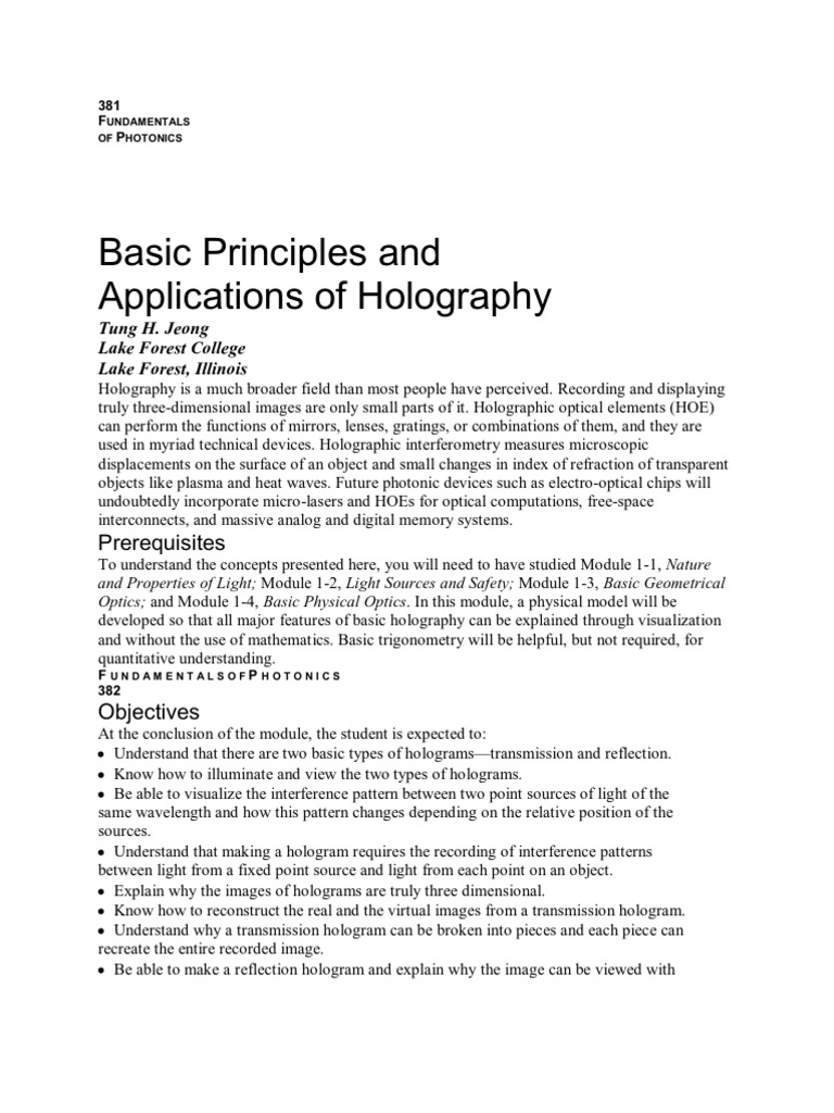 Principle of Holography | PDF | Holography | Interference (Wave ... Principle of Holography | PDF | Holography | Interference (Wave ...