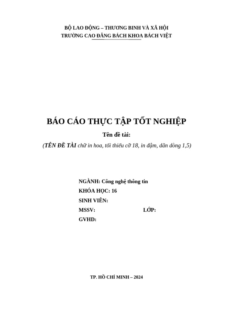 BAO CAO THUC TAP TOT NGHIEP Mẫu | PDF