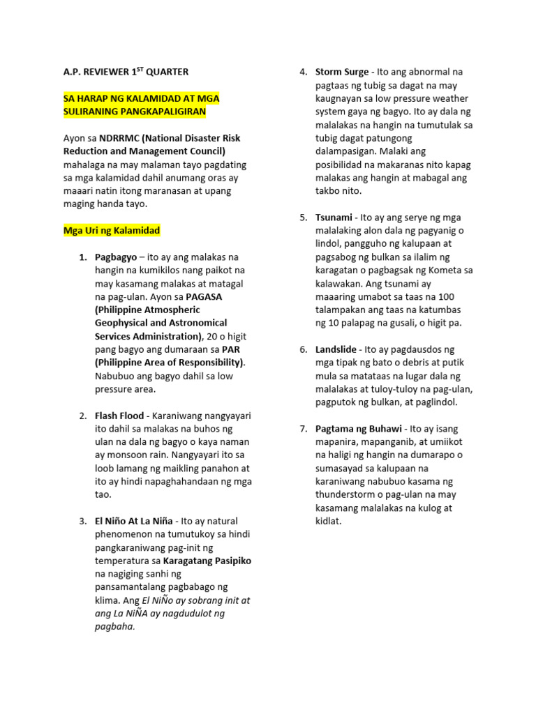 A.P. 1st Quarter Reviewer 2 | PDF