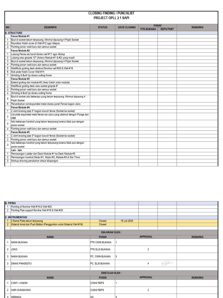 2024.7.17 - Punchlist Project Sapi | PDF