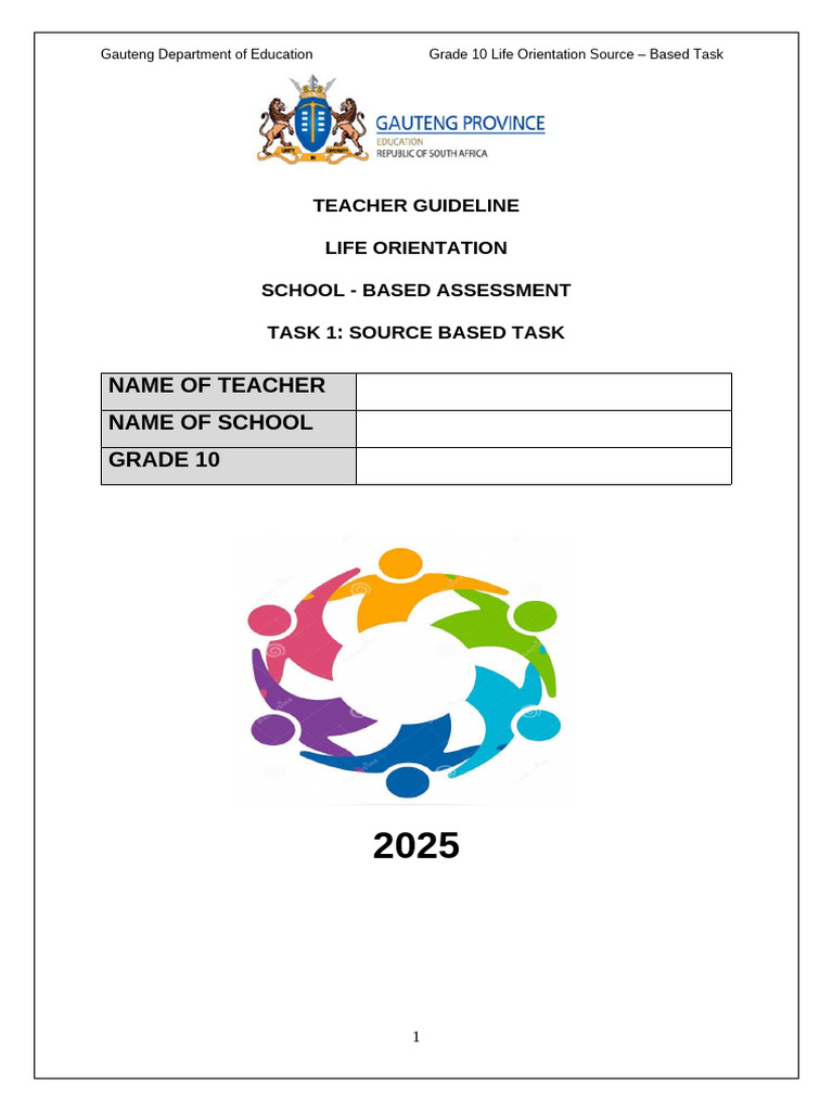 2025 Grade 10 LO Source - Based Task TG Eng | PDF | Self Esteem ...