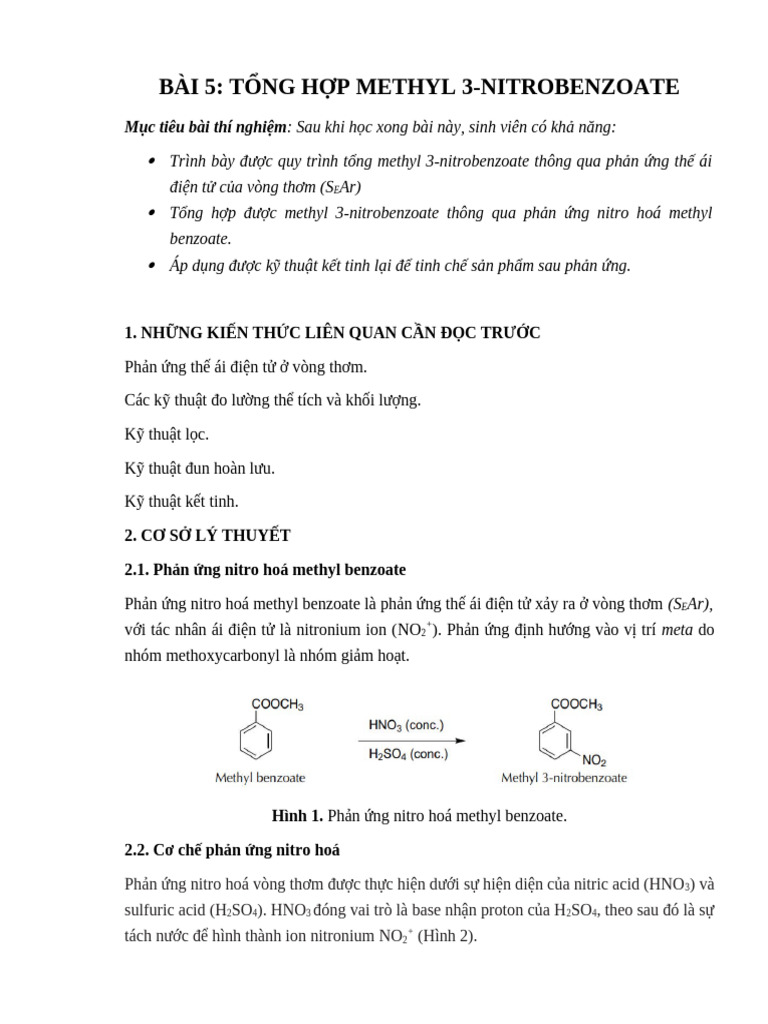 06a - BÀI 5 TỔNG HỢP METHYL 3-NITROBENZOATE | PDF